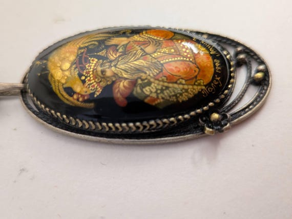 Palekh Firebird Pendant 1990, Signed Latsuk, Russian … - Gem