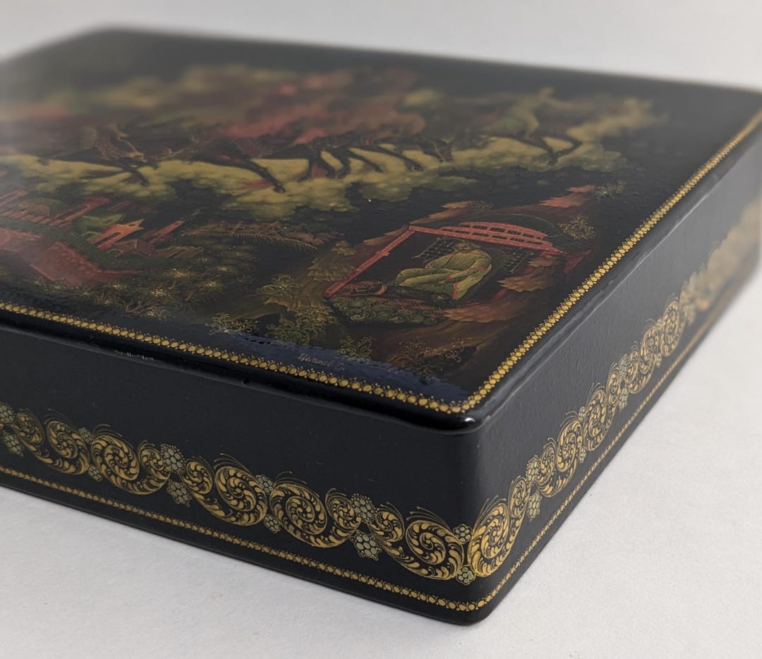 Palekh Signed Lacquer Box "scene From Master and Margarita" - Etsy