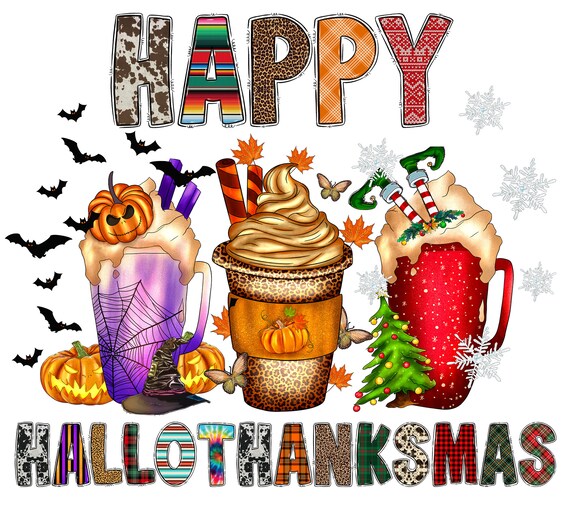 Ready to Press Happy Hallowthanksmas Sublimation Transfers - Etsy