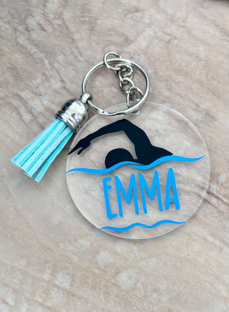 Personalised Swimming Themed Keyring / Personalised Swimming Keychain ...