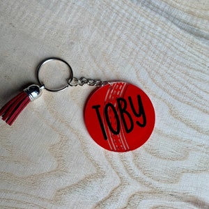 Personalised Cricket Ball Keyring / Personalised Cricket Ball Keychain ...