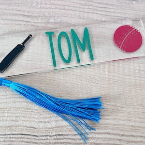 Personalised Cricket Bookmark, Boys / Girls Bookmark With Cricket Theme ...