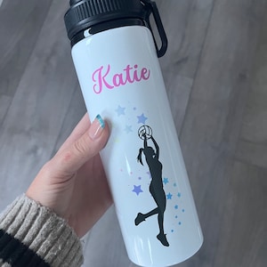 Personalised Netball Water Bottle, Netball Drinks Bottle Gift. White ...