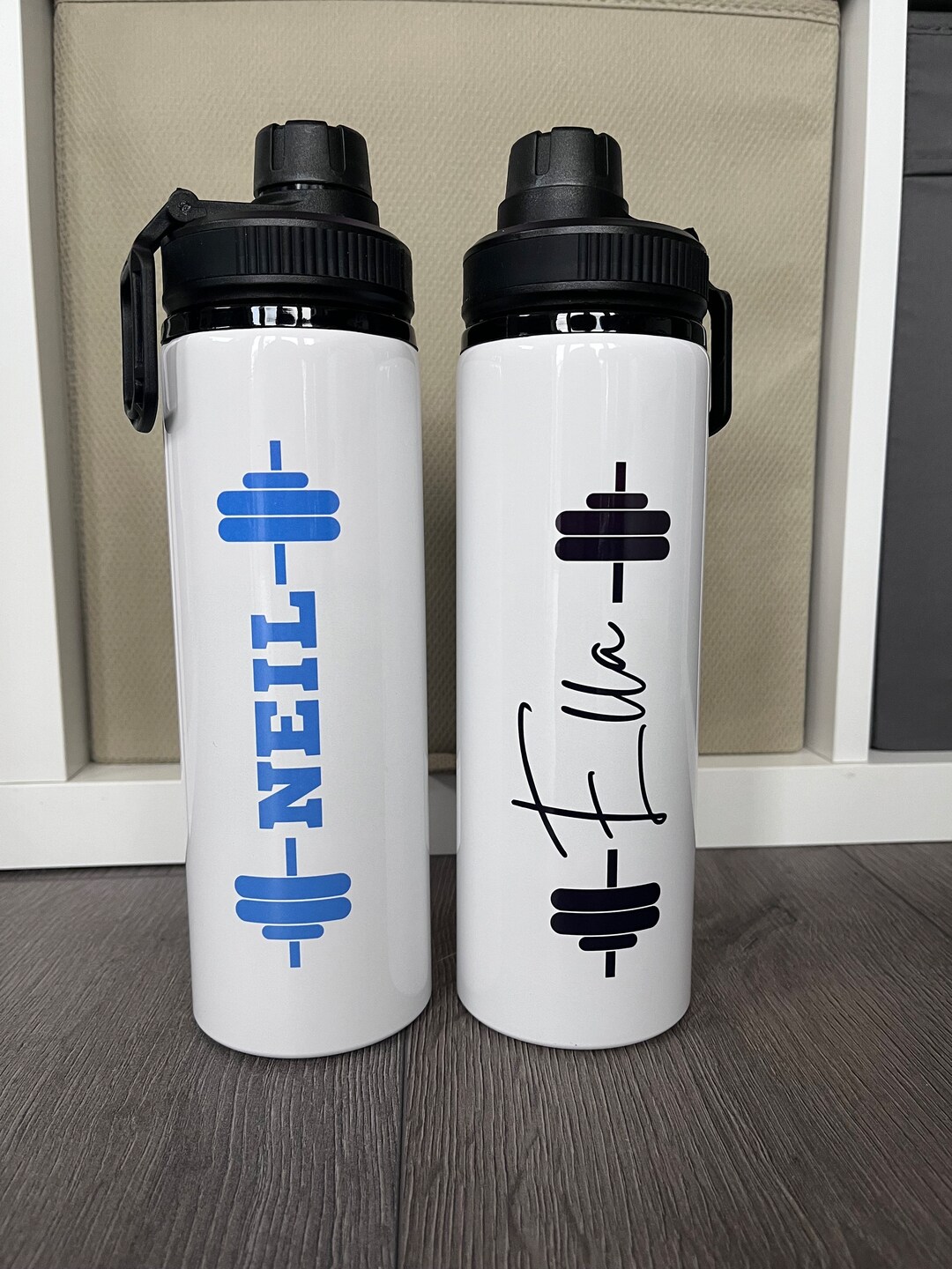 Personalised Gym Water Bottle, Gym Barbell Themed Sports Bottle Gift ...