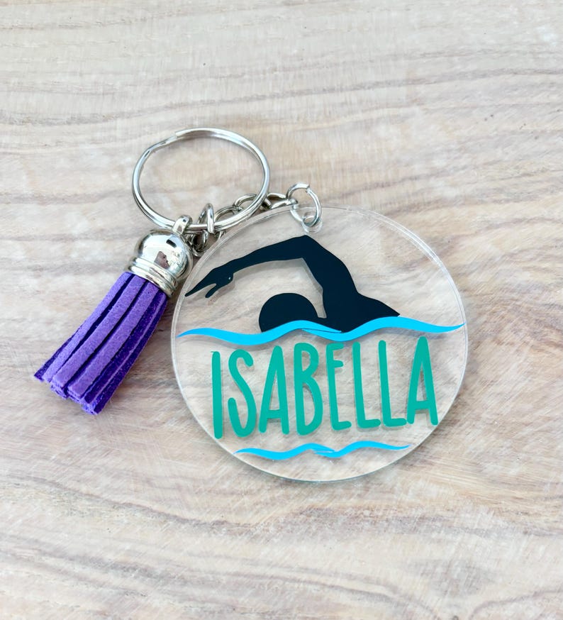 Personalised Swimming Themed Keyring / Personalised Swimming Keychain ...