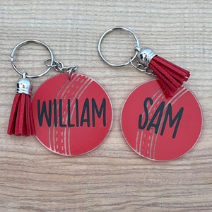 Personalised Cricket Ball Keyring / Personalised Cricket Ball Keychain ...