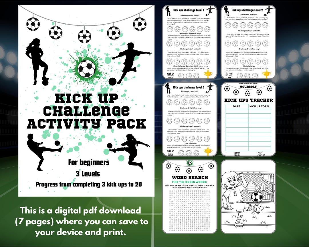 Soccer / Football Kick Ups Activity Pack for Kids Printable Fun for ...