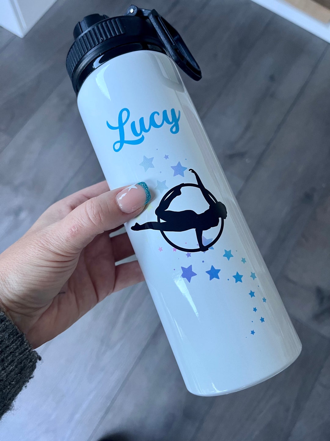 Personalised Aerial Hoop Gymnast Water Bottle, Aerial Hoop Gymnastics ...