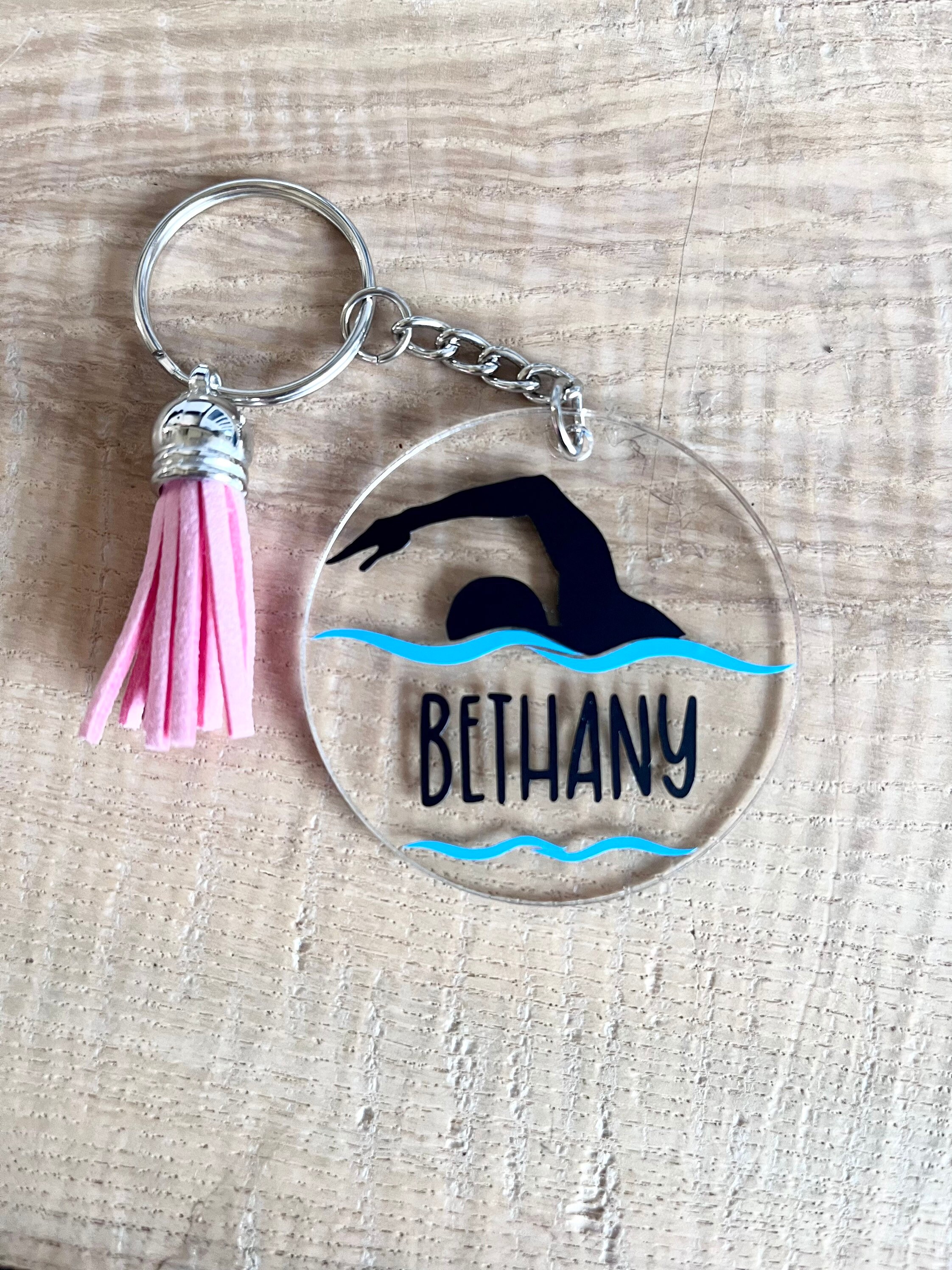 Personalised Swimming Themed Keyring / Personalised Swimming Keychain ...