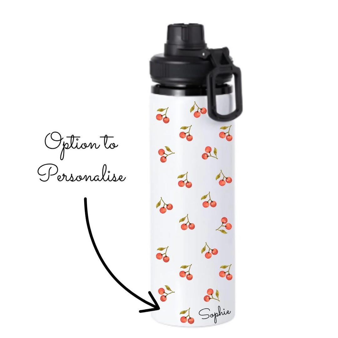Cherry Themed Water Bottle, Drinks Bottle With Cherry Print On, Option ...