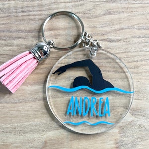 Personalised Swimming Themed Keyring / Personalised Swimming Keychain ...