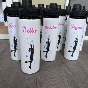 Personalised Netball Water Bottle, Netball Drinks Bottle Gift. White ...