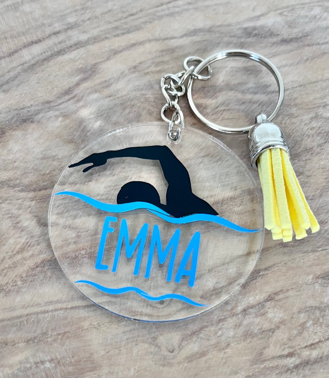 Personalised Swimming Themed Keyring / Personalised Swimming Keychain ...