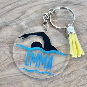Personalised Swimming Themed Keyring / Personalised Swimming Keychain ...