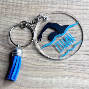 Personalised Swimming Themed Keyring / Personalised Swimming Keychain ...