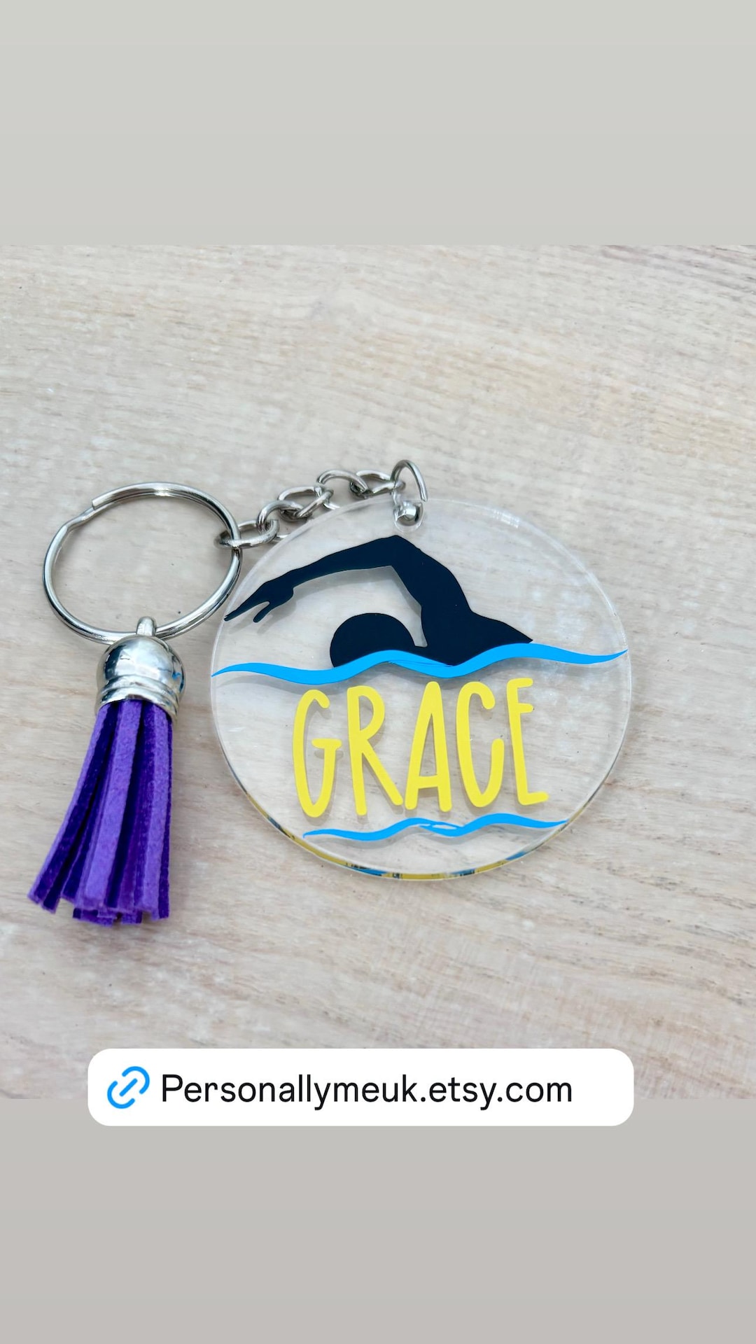 Personalised Swimming Themed Keyring / Personalised Swimming Keychain ...