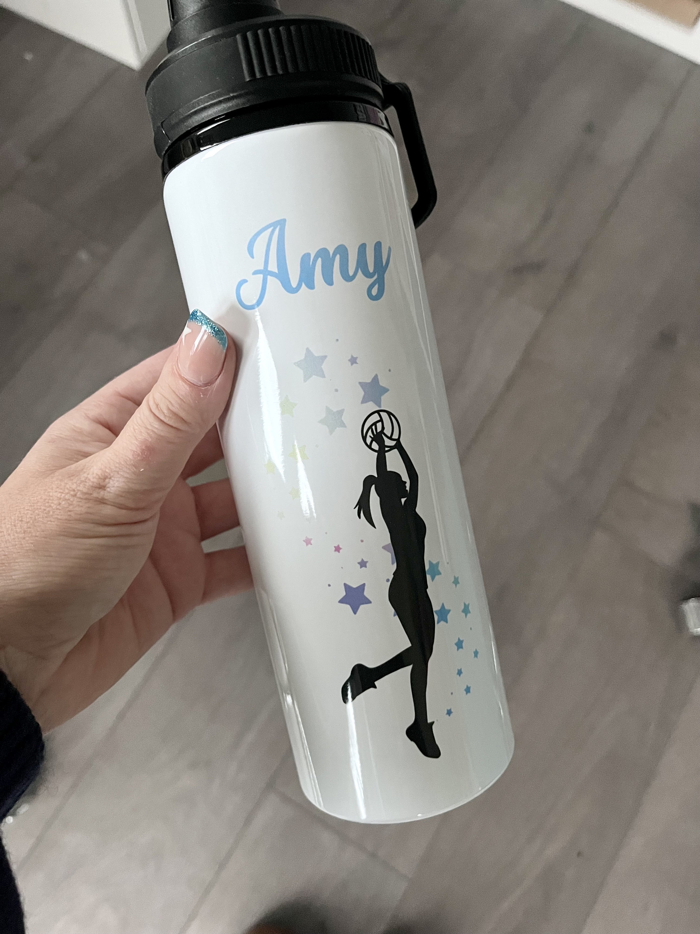 Personalised Netball Water Bottle, Netball Drinks Bottle Gift. White ...