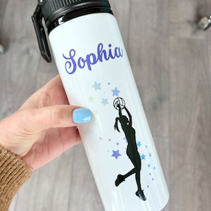 Personalised Netball Water Bottle, Netball Drinks Bottle Gift. White ...