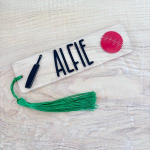 Personalised Cricket Bookmark, Boys / Girls Bookmark With Cricket Theme ...