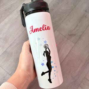Personalised Netball Water Bottle, Netball Drinks Bottle Gift. White ...