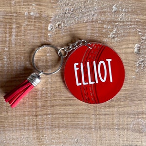 Personalised Cricket Ball Keyring / Personalised Cricket Ball Keychain ...