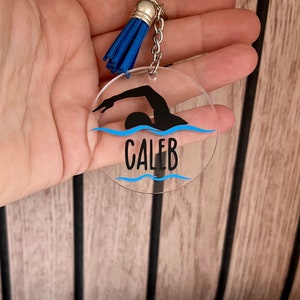 Personalised Swimming Themed Keyring / Personalised Swimming Keychain ...