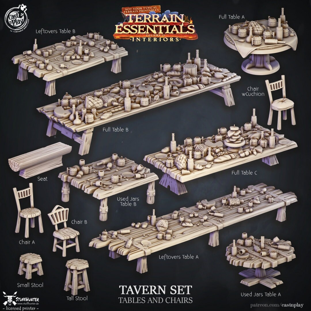 Tavern Set Tables and Chairs Terrain Interiors Castnplay Terrain Aos ...