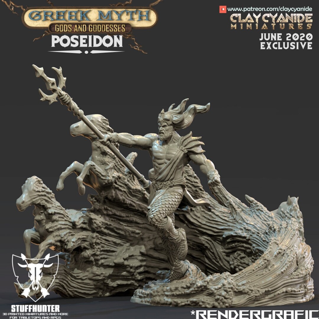 Poseidon Greek Mythology Tabletop Fantasy Dnd Gods - Etsy