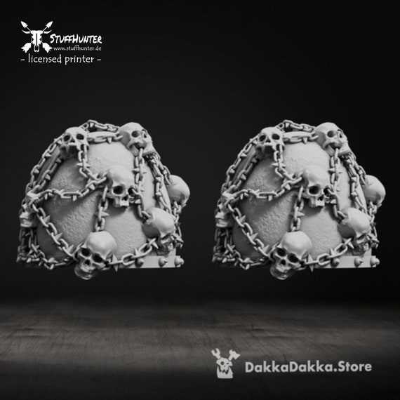 Shoulder Pads 10 Skulls on Chain Dakkadakka 40K - Etsy