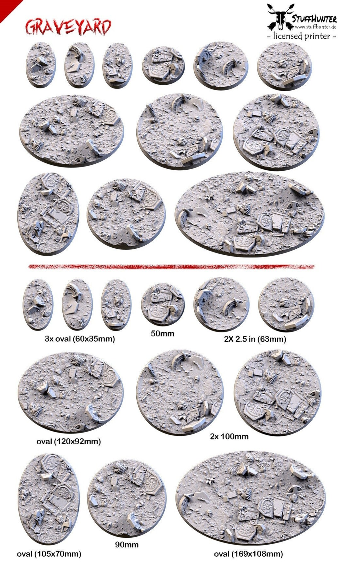 Designed Textured Graveyard Bases Round Oval for Tabletop Grimdark ...
