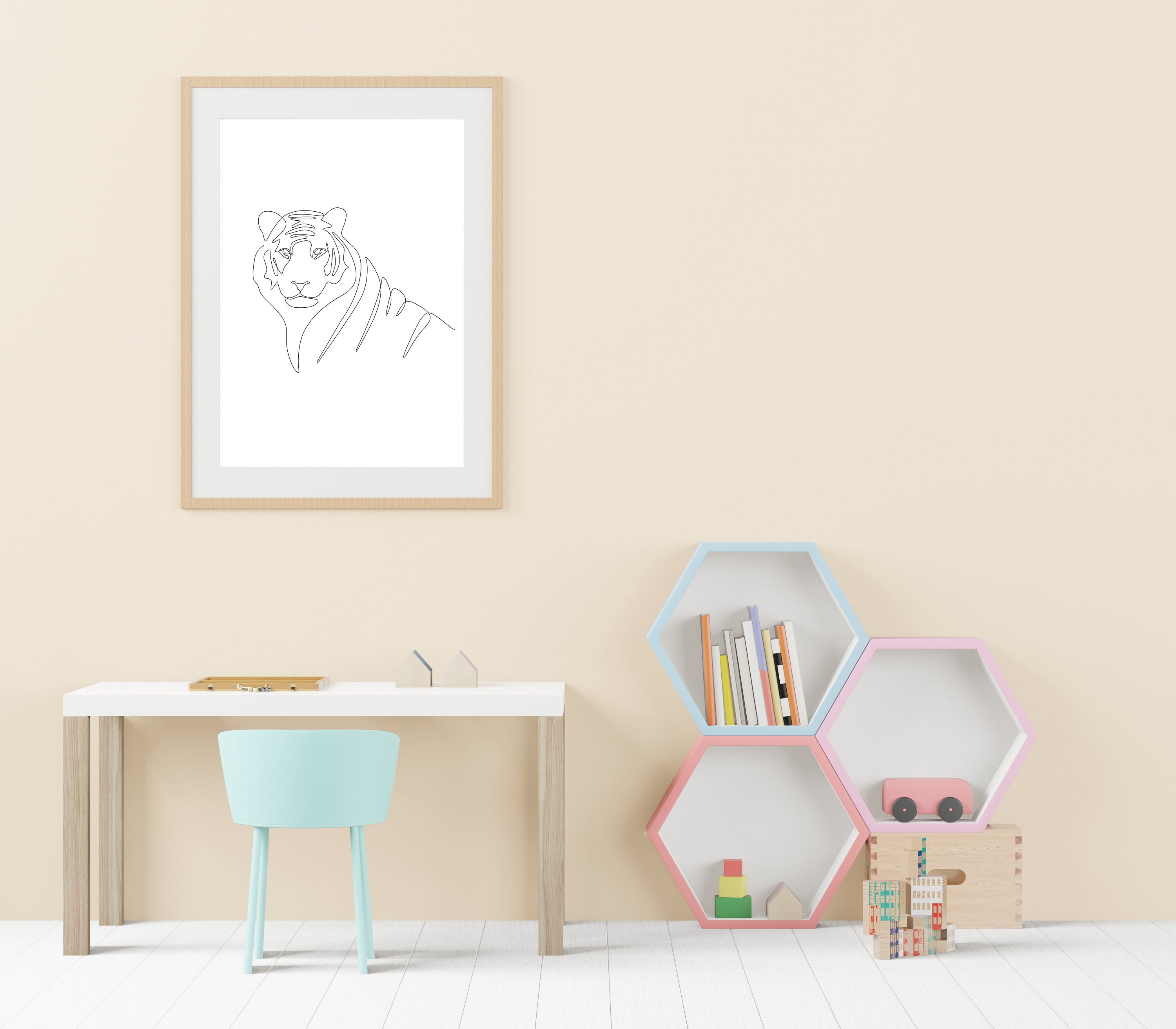 Tiger Art Print | Wild Animal Poster | Single Line Art | Tiger Line ...