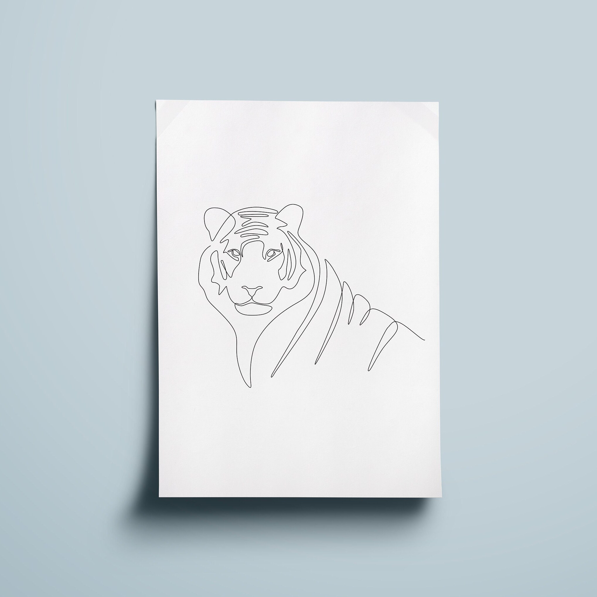 Tiger Art Print | Wild Animal Poster | Single Line Art | Tiger Line ...