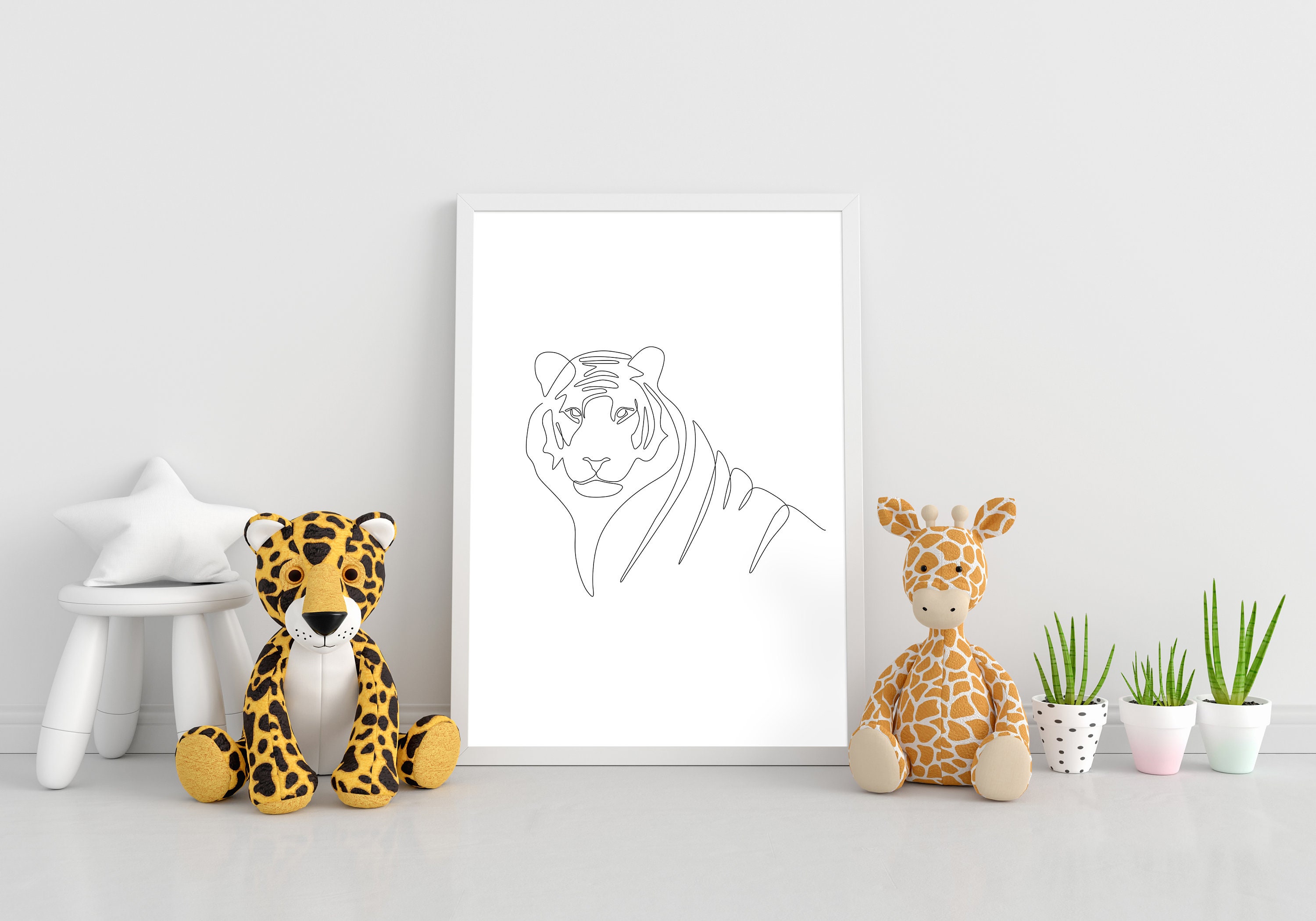 Tiger Art Print | Wild Animal Poster | Single Line Art | Tiger Line ...