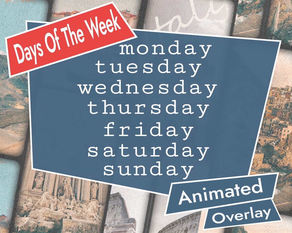 Days of the Week Titles, Animated Weekdays for Videos, Vlog Titles ...