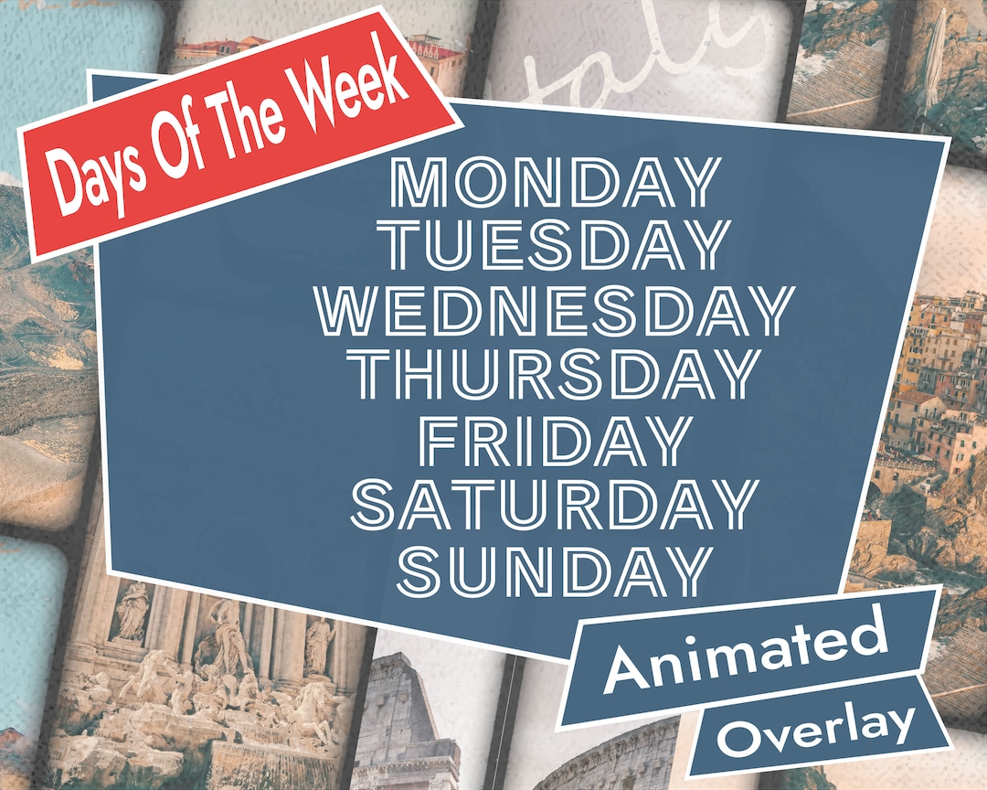 Animated Weekdays for Videos, Days of the Week Titles, Vlog Titles ...
