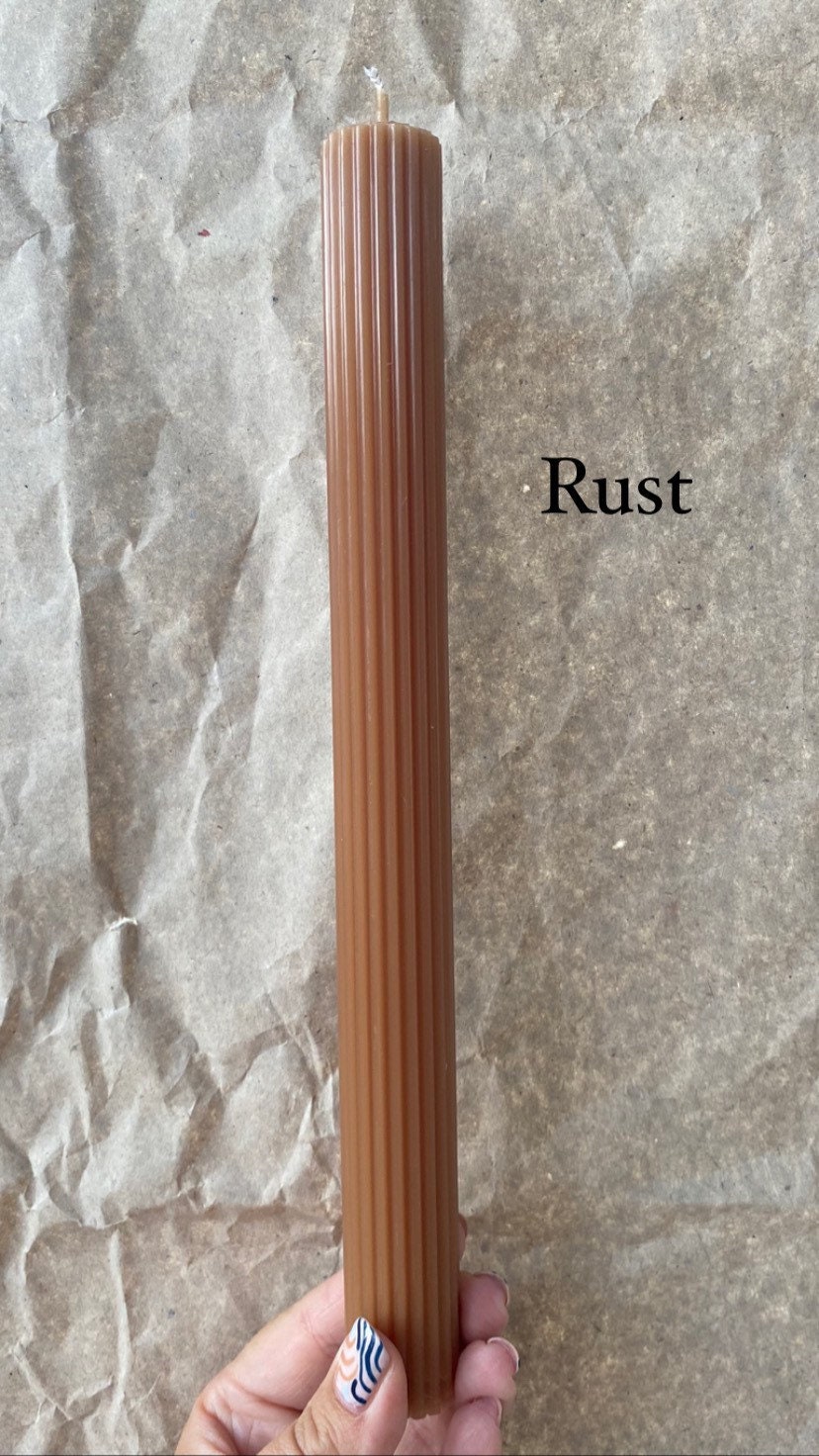 Ribbed Pillar Candles | Ribbed Candles | Dinner Candles | Pair of ...