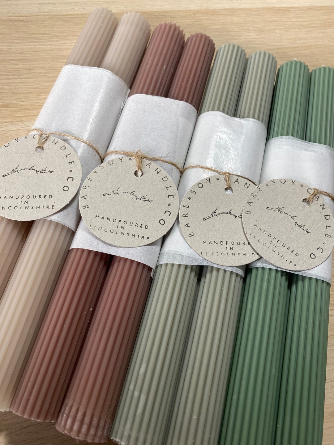 Ribbed Pillar Candles Ribbed Candles Dinner Candles Pair - Etsy UK