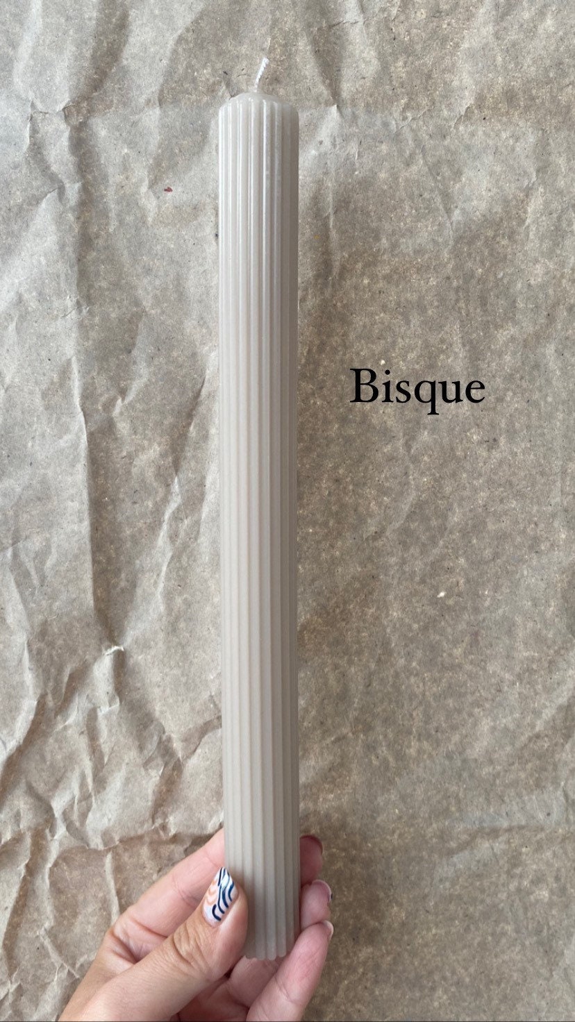 Ribbed Pillar Candles | Ribbed Candles | Dinner Candles | Pair of ...