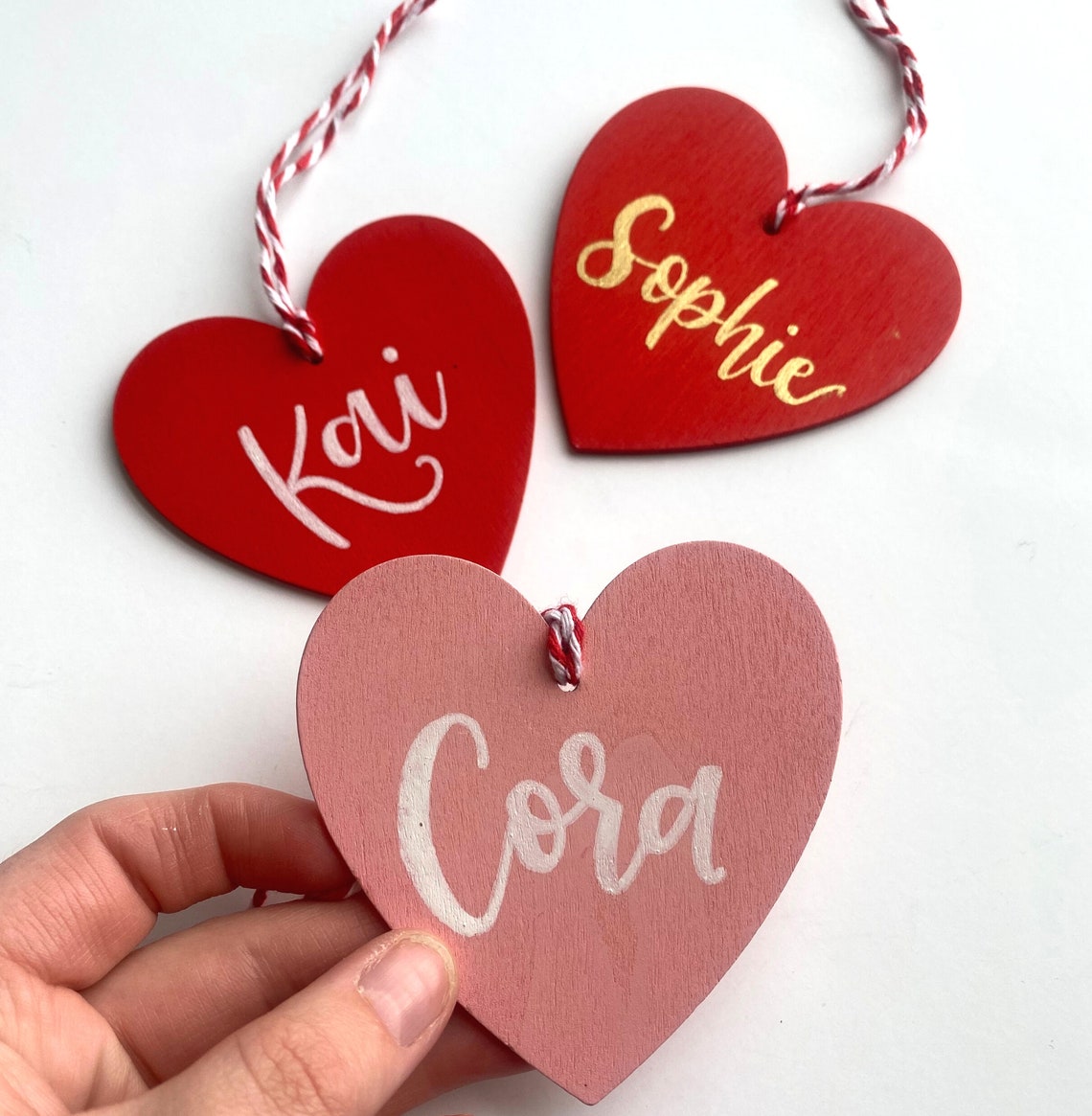 Valentine's Day Tags, Wooden Heart Name Tags, Wooden Name Labels ...