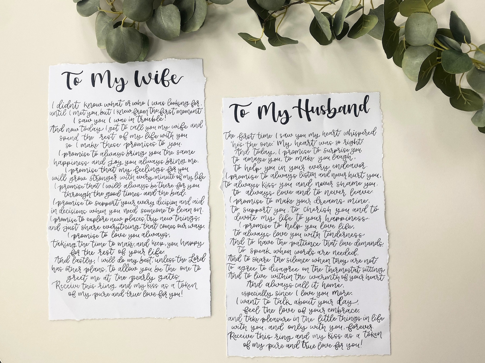 Hand-written Wedding Vows, Wedding Calligraphy, Vows 200+ Words ...