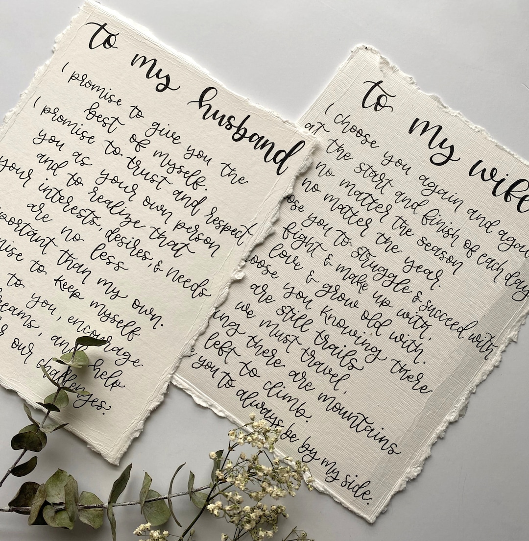 Custom Wedding Vows, Hand Lettered Wedding Vow Prints, Framed Vows ...