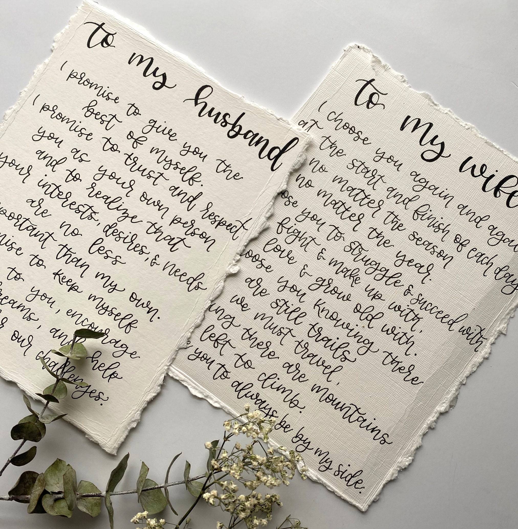 Custom Wedding Vows, Hand Lettered Wedding Vow Prints, Framed Vows ...