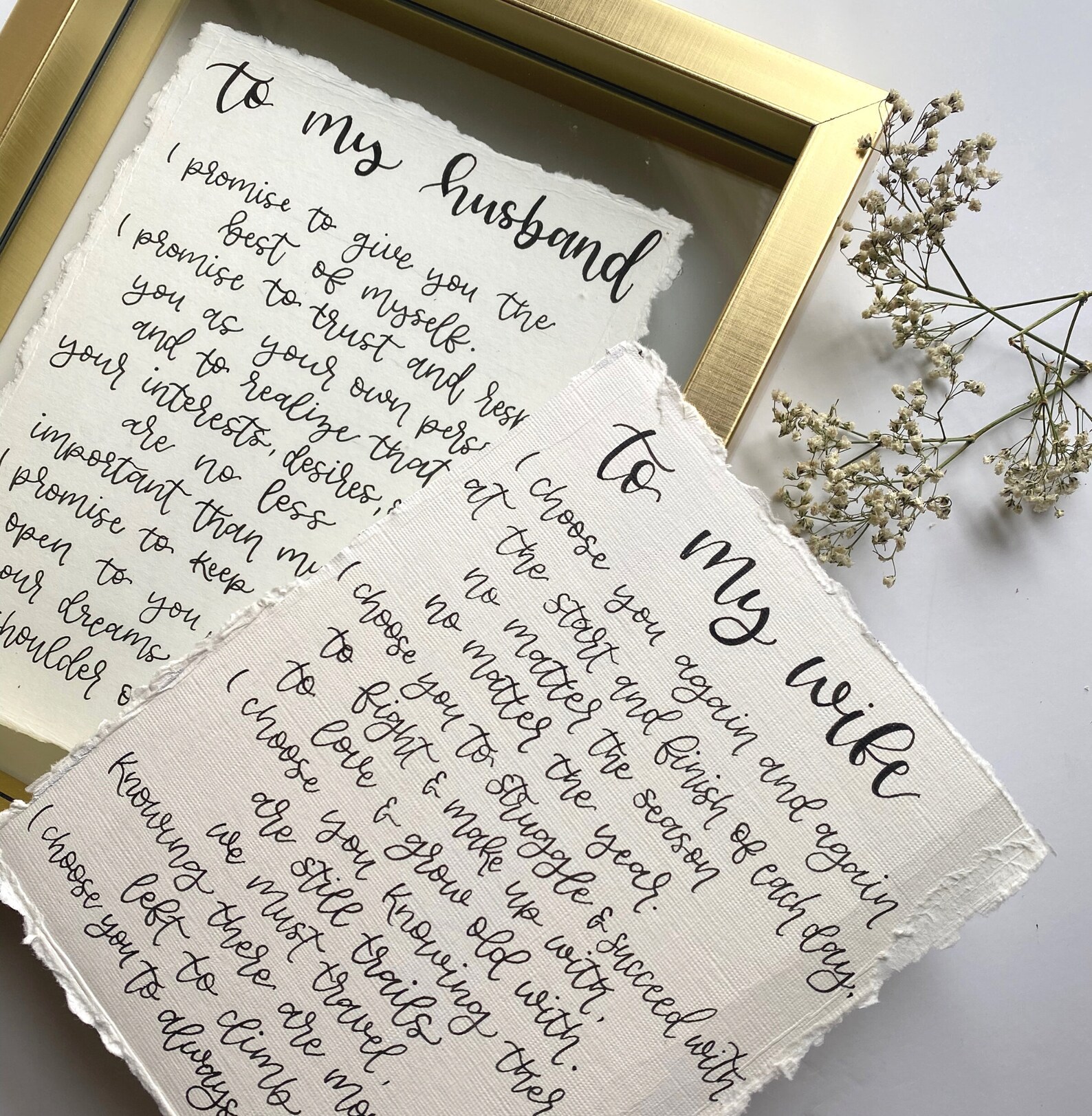 Custom Wedding Vows, Hand Lettered Wedding Vow Prints, Framed Vows ...