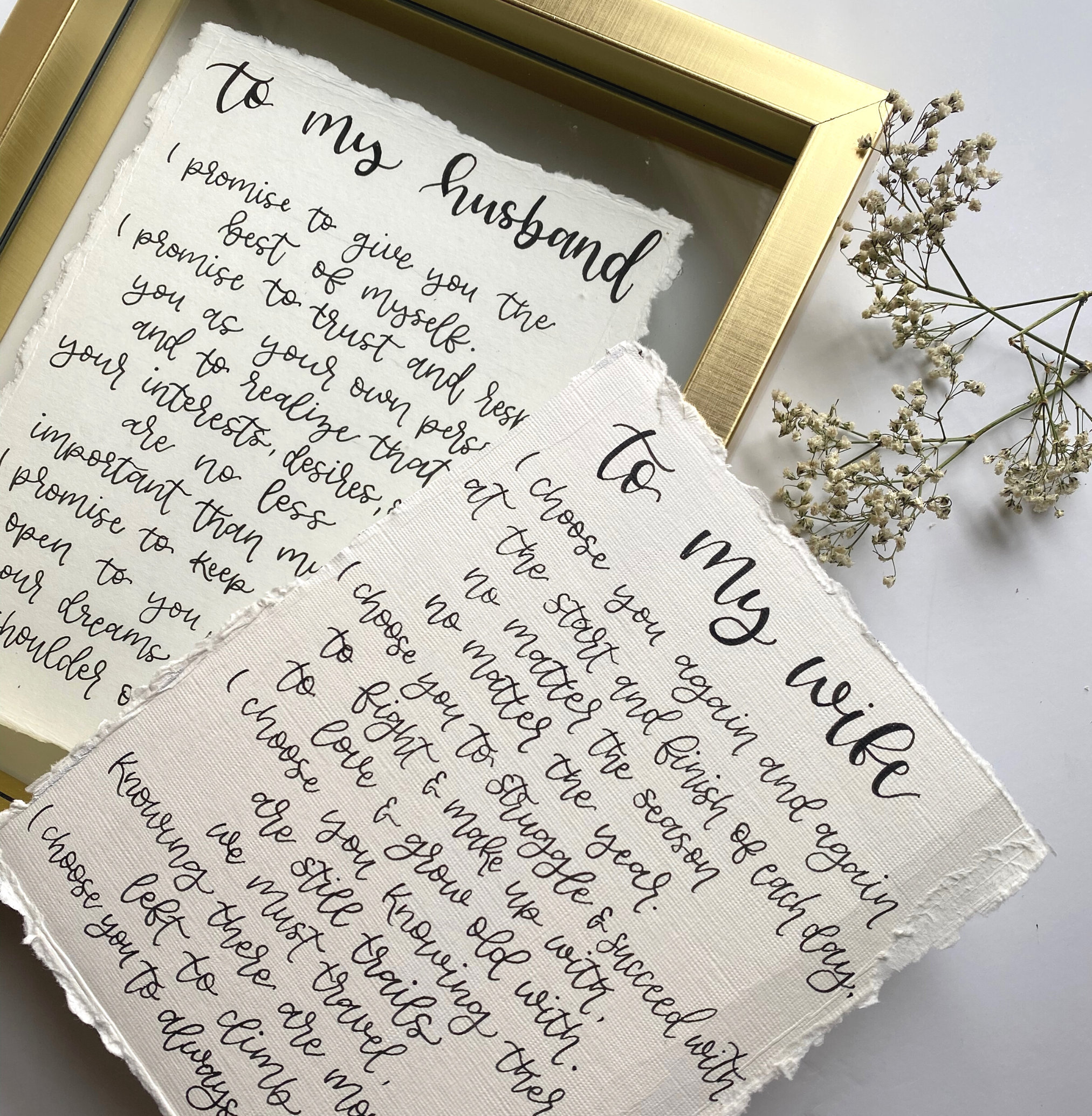 Custom Wedding Vows, Hand Lettered Wedding Vow Prints, Framed Vows ...