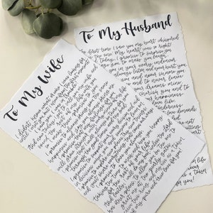 Hand-written Wedding Vows, Wedding Calligraphy, Vows 200+ Words ...
