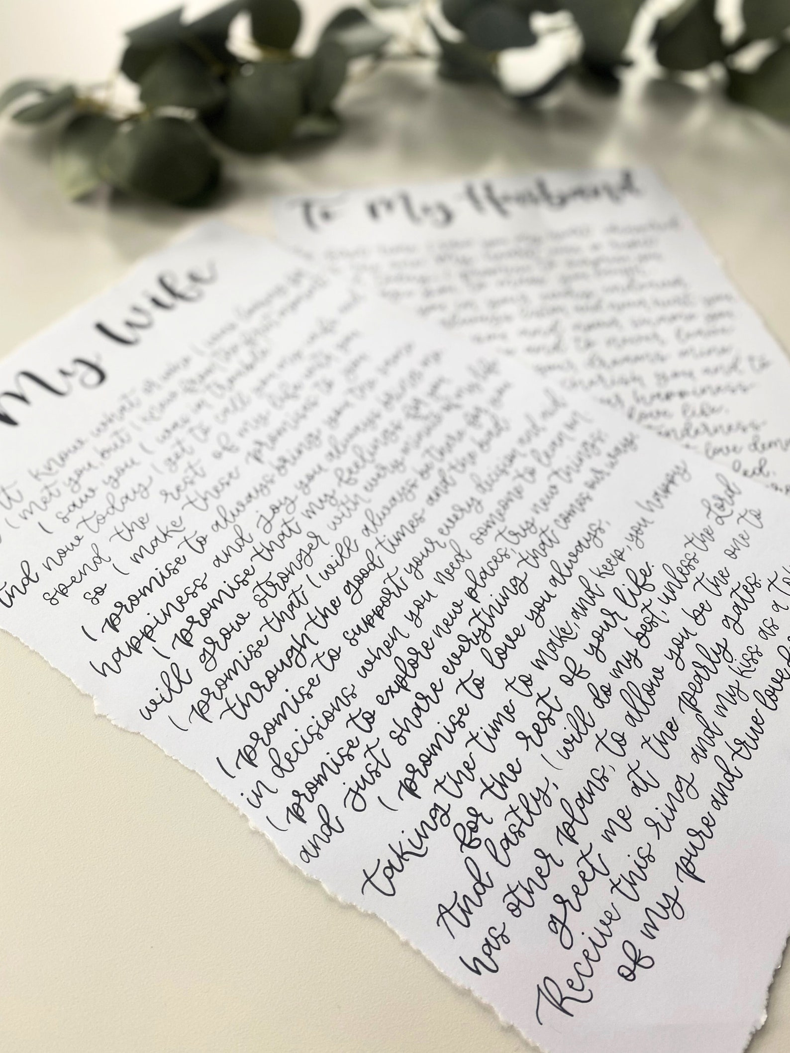 Hand-written Wedding Vows, Wedding Calligraphy, Vows 200+ Words ...