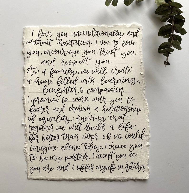 Custom Wedding Vows Hand Lettered Wedding Vow Prints Framed - Etsy