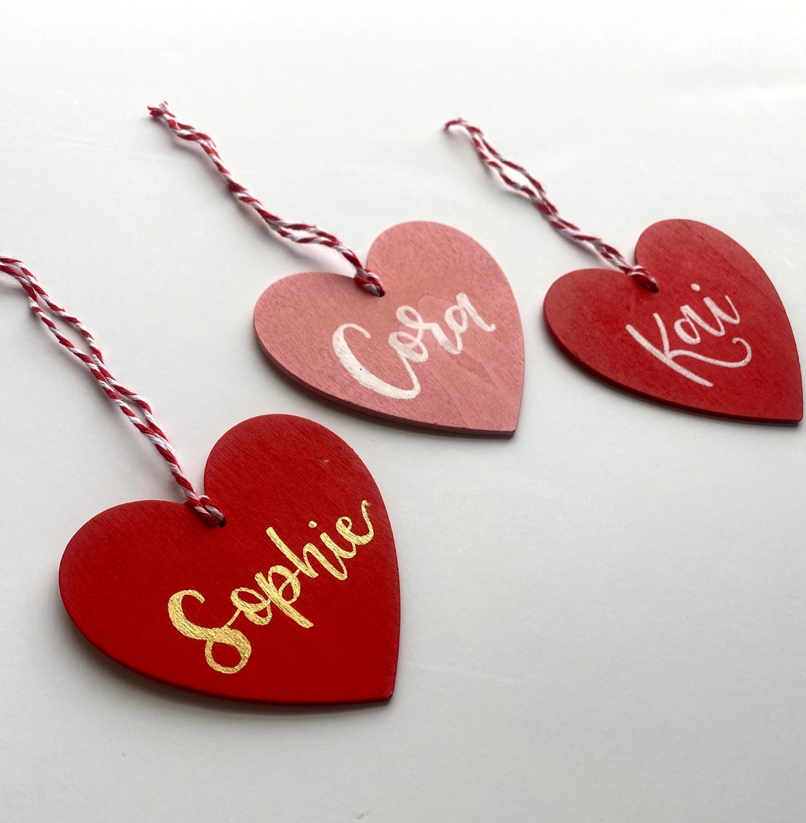 Valentine's Day Tags, Wooden Heart Name Tags, Wooden Name Labels ...