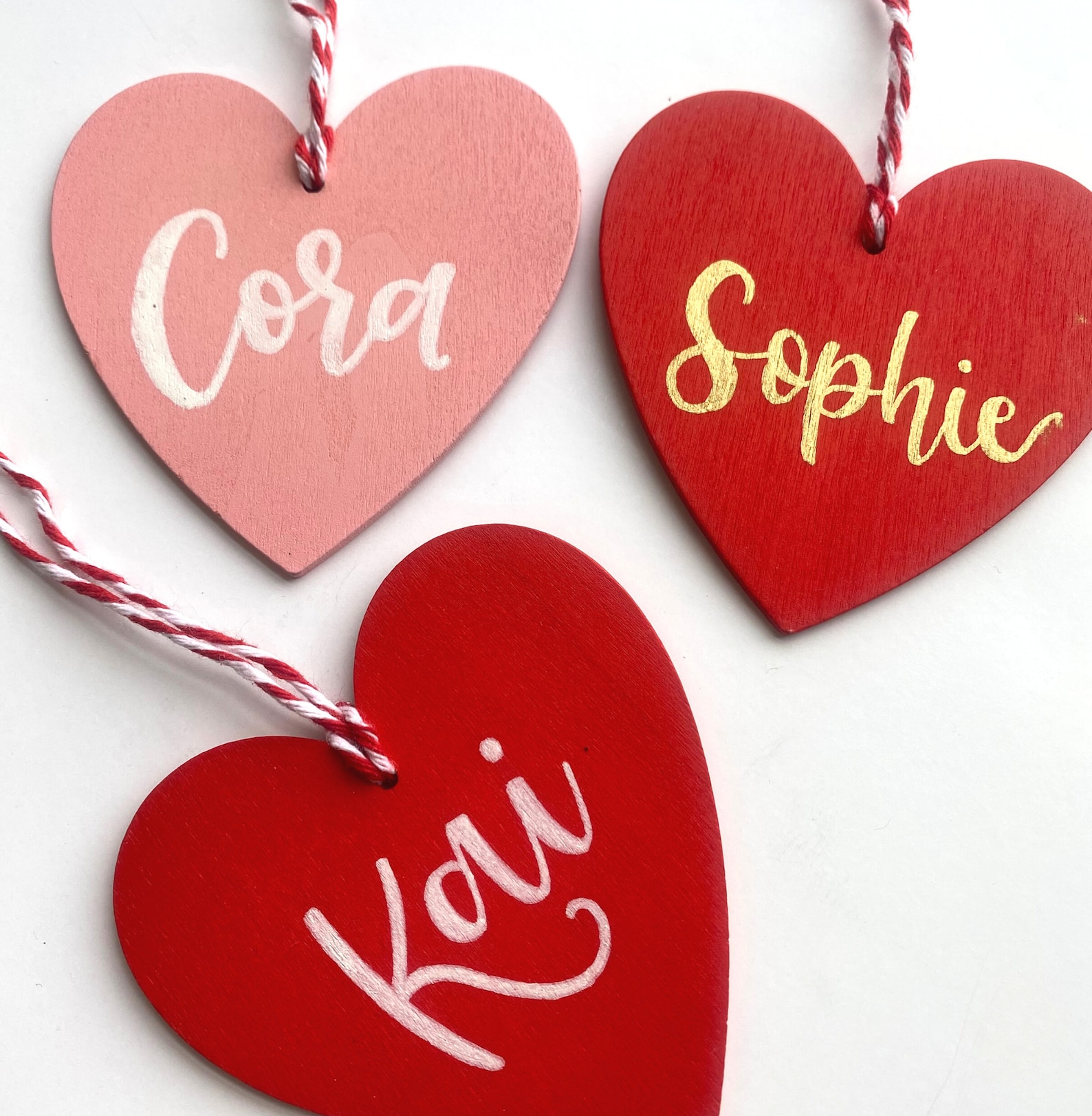 Valentine's Day Tags, Wooden Heart Name Tags, Wooden Name Labels ...