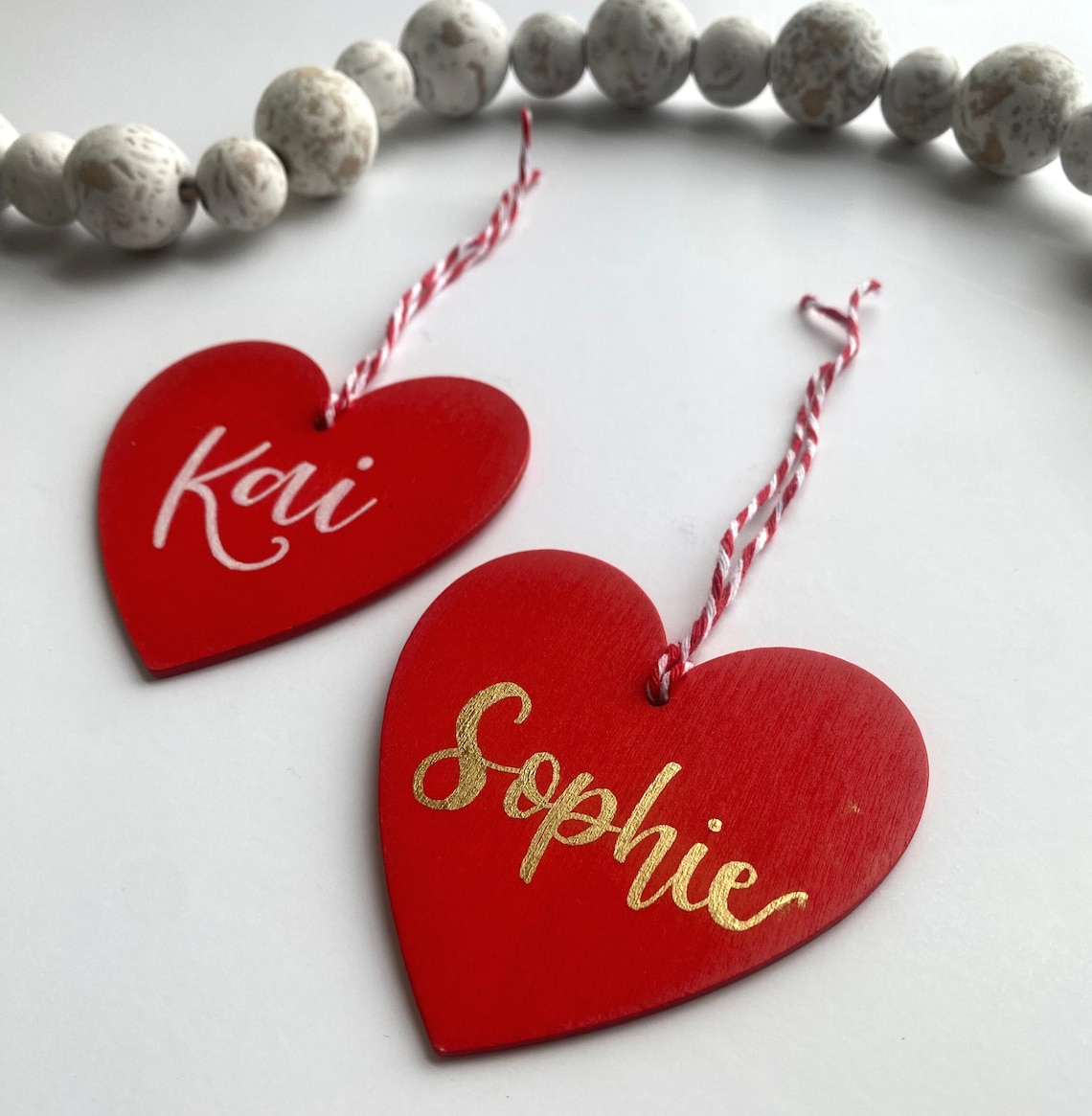 Valentine's Day Tags, Wooden Heart Name Tags, Wooden Name Labels ...